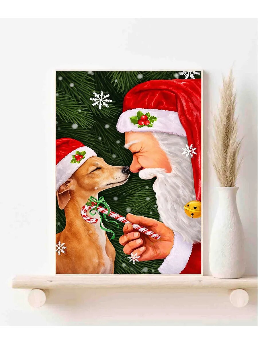 Итальянская левретка, Christmas, Плакат 30x42см