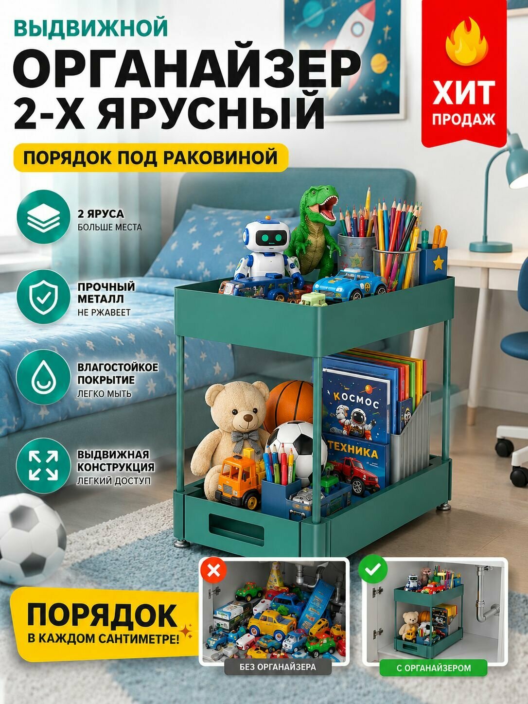 BINYOUMI Органайзер для мелочей и косметики39х22х33 см.