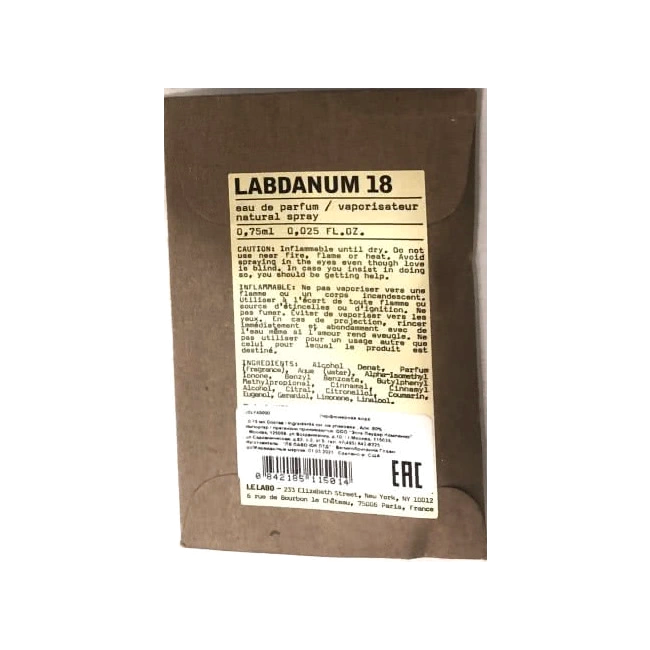 Сэмпл парфюма Лабданум 18 Ле Лабо 0.75 мл / Le Labo Labdanum 18 унисекс