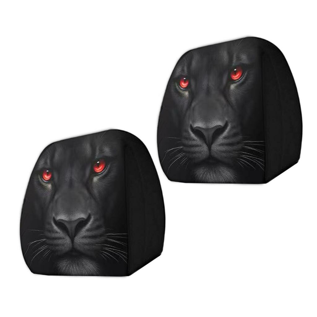 Чехлы на подголовники автомобиля, 2 шт, полиэстер, с животными, Black lionn