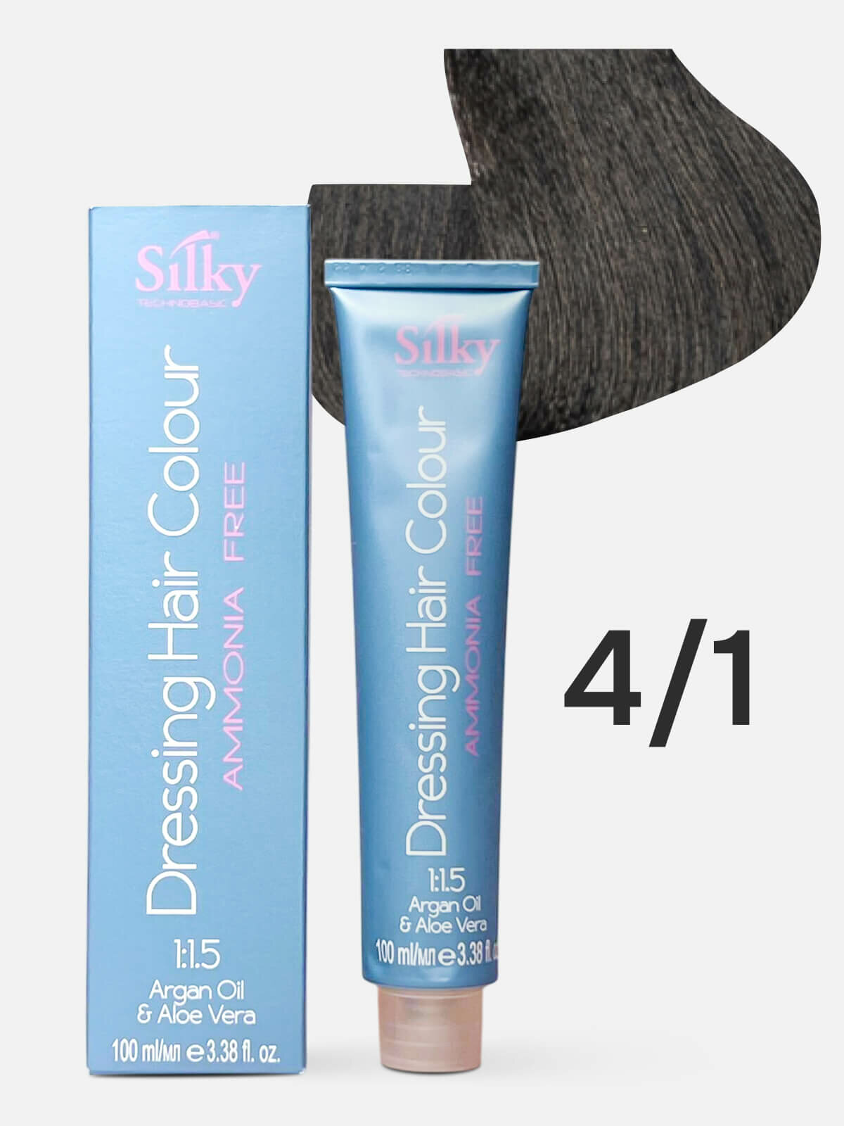 Крем - краска для волос профессиональная без аммиака Silky Dressing Haircolor 4.1 Каштановый Пепельный, 100 мл