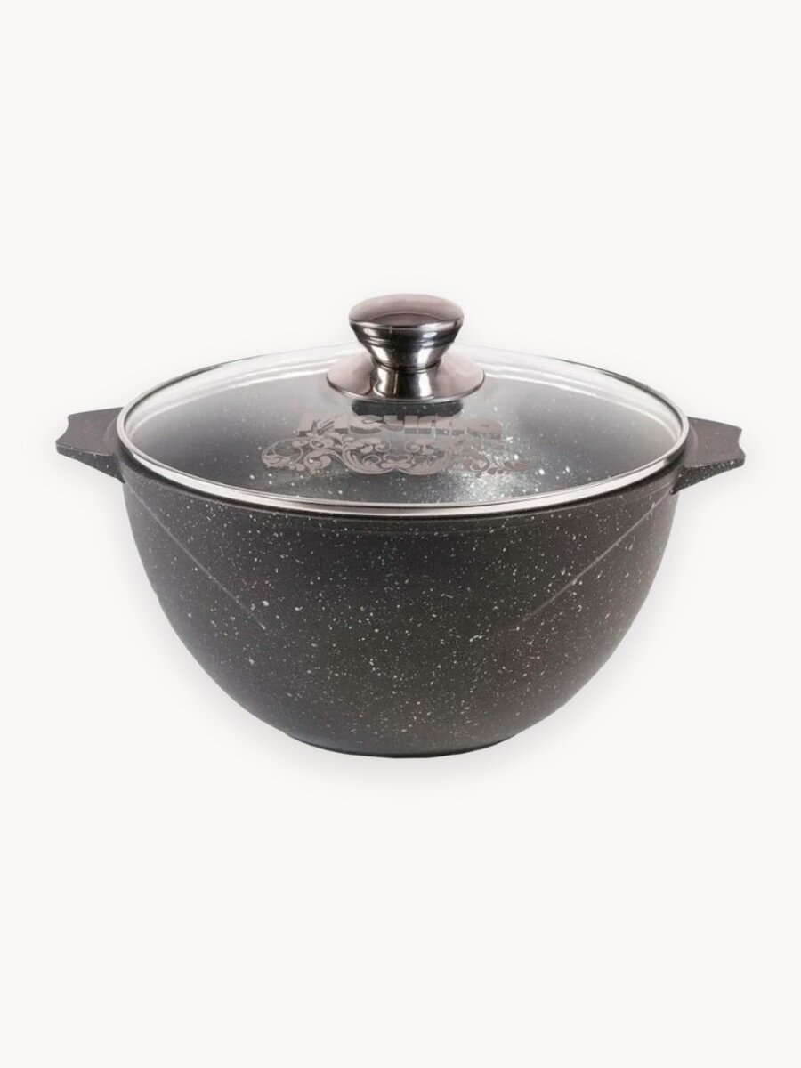 Казан Мечта Гранит Blaсk 58802, 8 л, черный гранит, крышка стекло