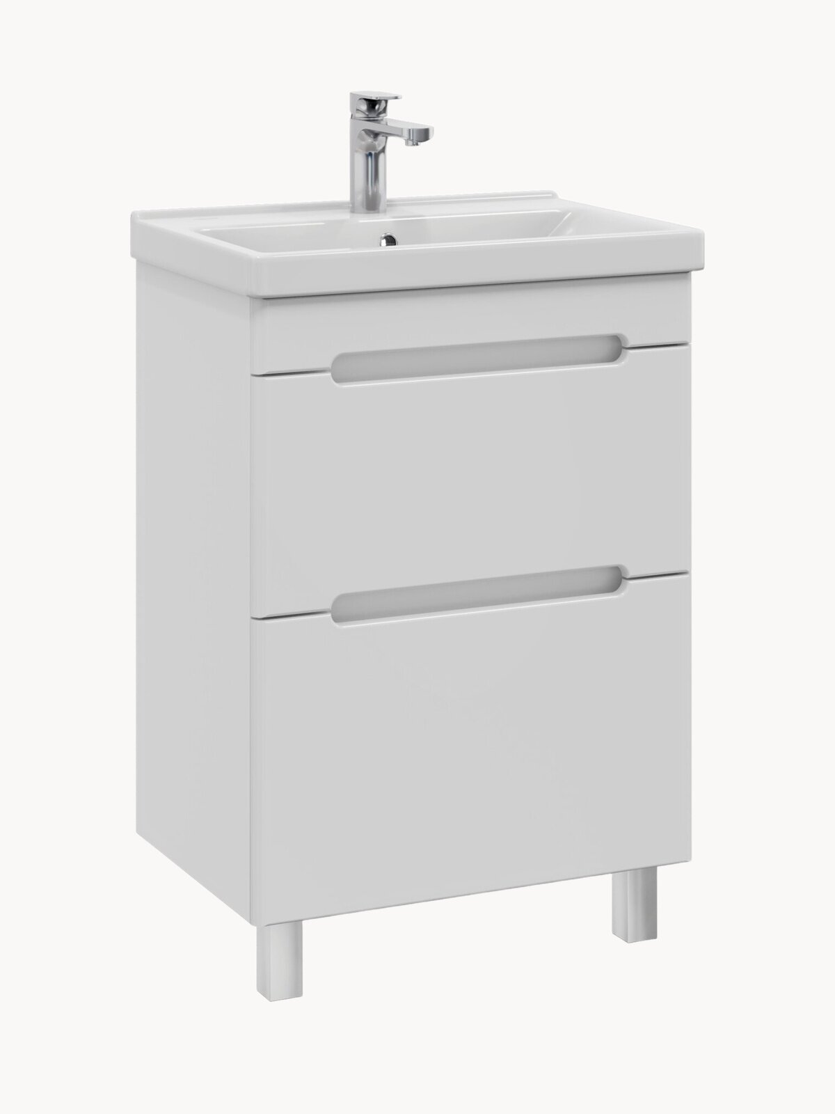 Тумба напольная SanStar Адель 50 с раковиной Фест 50 (комплект) для ванной комнаты, белая