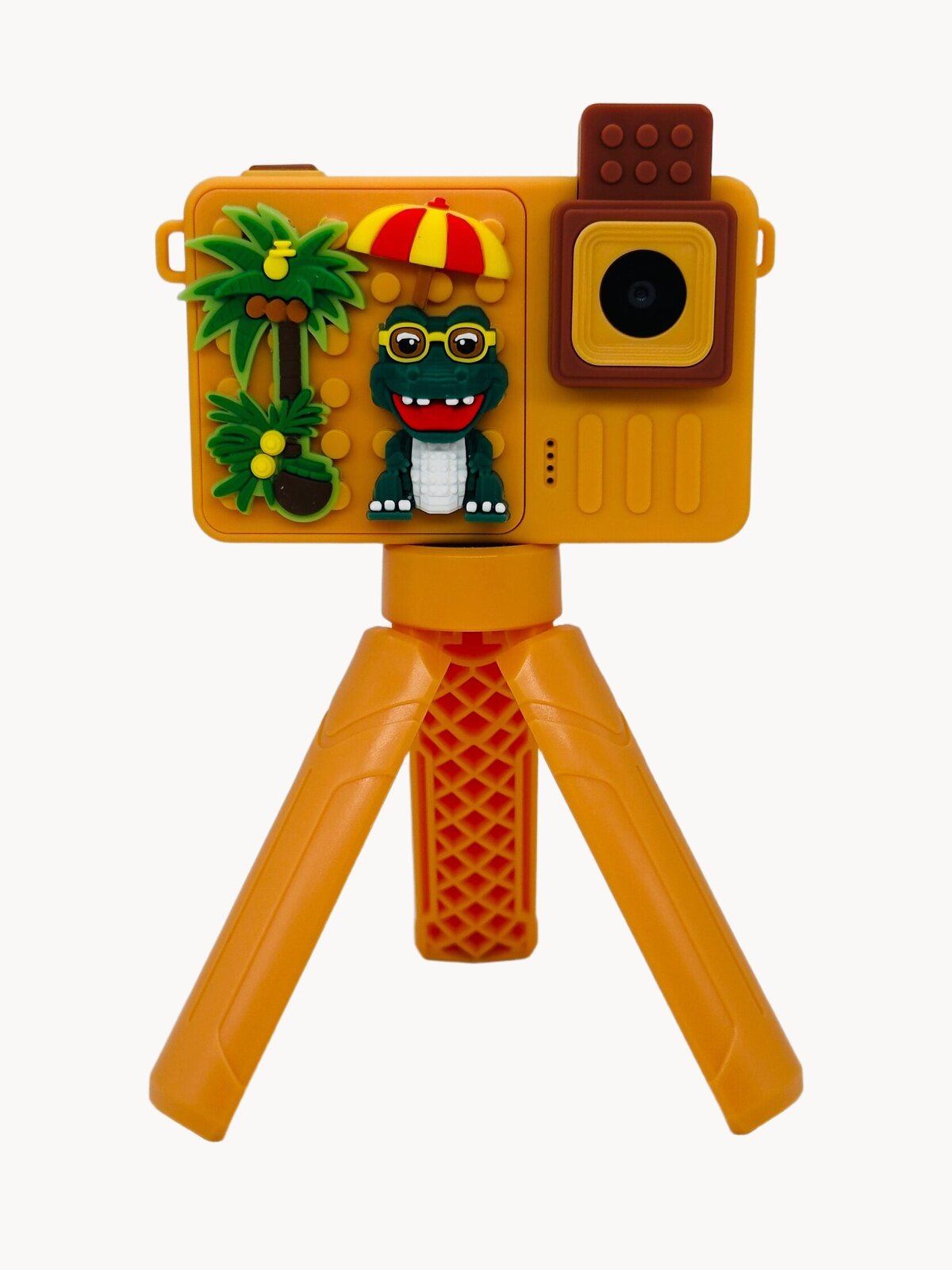 Детский фотоаппарат цифровой с флип-камерой и штативом для мальчиков и девочек — Крокодил