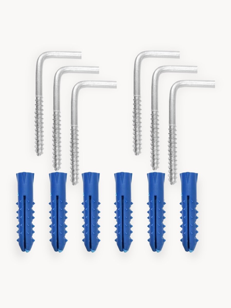 Шуруп-костыль (4х44 мм) с дюбелями 6х30 (с шипами), в комплекте по 6 шт.