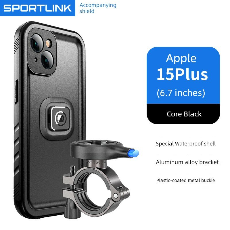Алюминиевый держатель для мобильного телефона для iPhone 15 Plus 6,7 дюйма, водонепроницаемый чехол и резиновый зажим