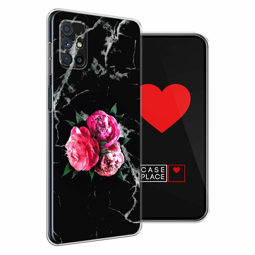 Чехол на Samsung Galaxy M51 / Самсунг Галакси М51 с принтом "Букет на черном мраморе" — фото 1