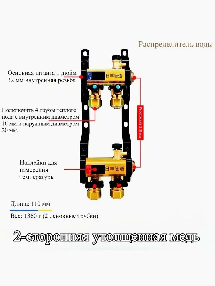 Полный Комплект Латунного Коллектора Для Теплого Пола Jaefeng С Повышенной Пропускной Способностью