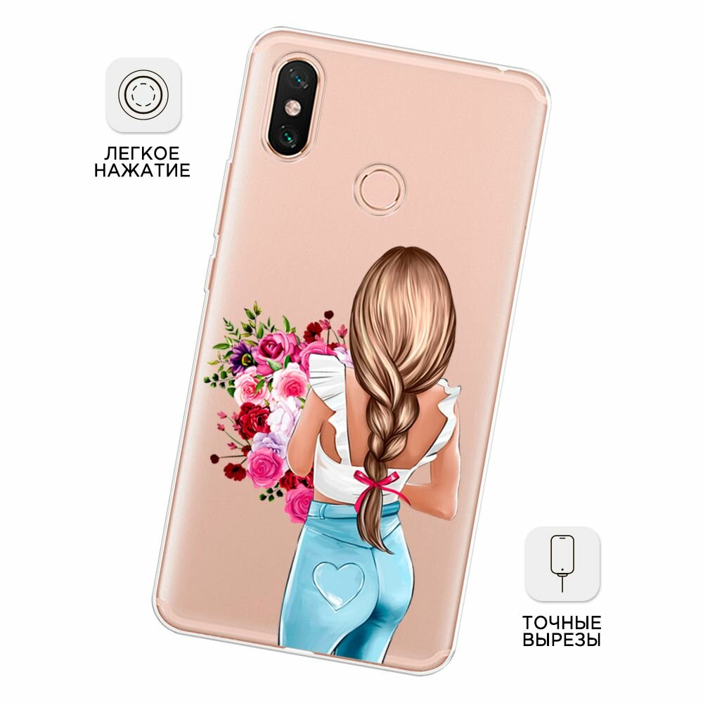 Чехол на Xiaomi Mi Max 3 / Сяоми Ми Макс 3 с принтом "Букет для девушки", прозрачный — фото 1