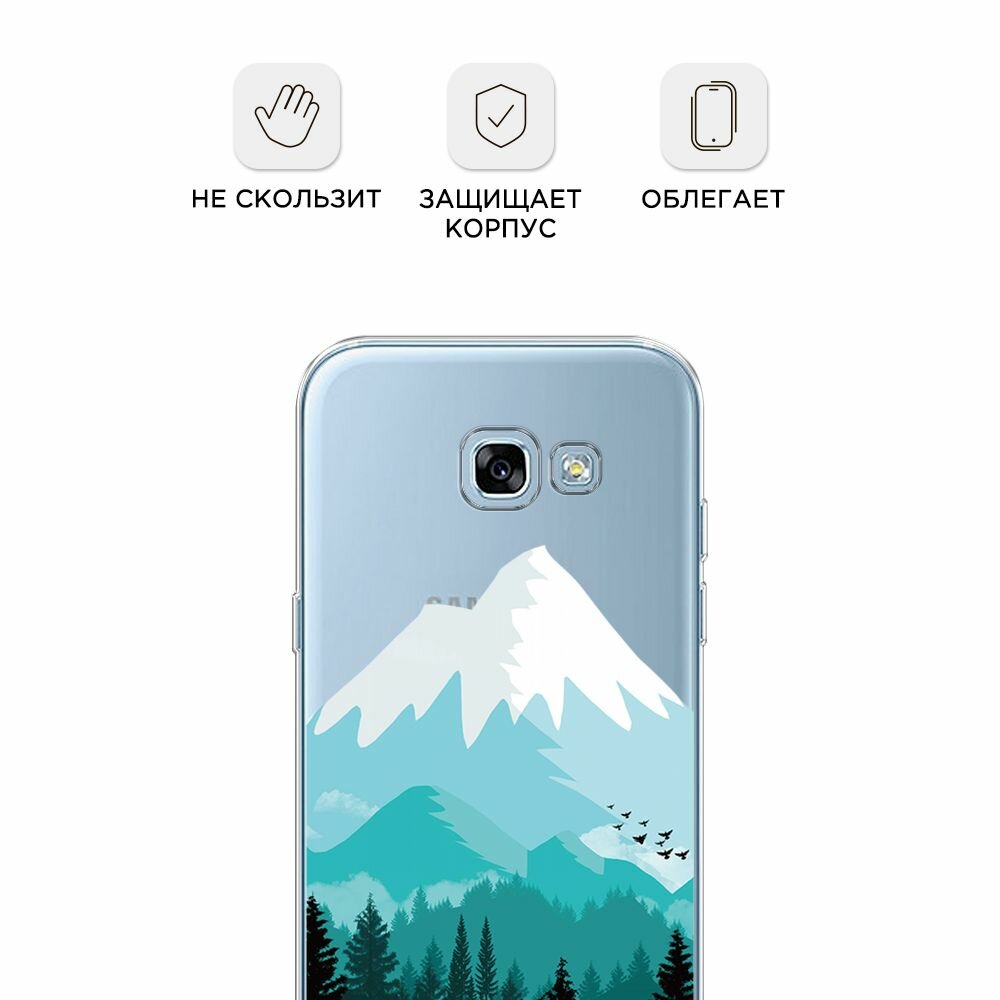 Чехол на Samsung Galaxy A5 2017 / Самсунг Галакси А5 2017 с принтом "Синяя снежная гора", прозрачный — фото 1