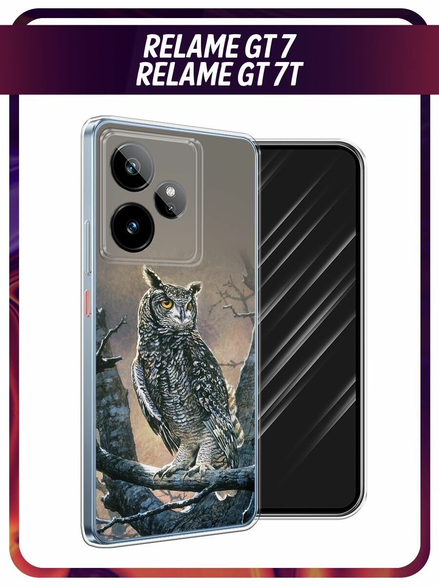 Чехол на Realme GT 7/GT 7T / Реалми GT 7/GT 7T с принтом "Сова арт 5"