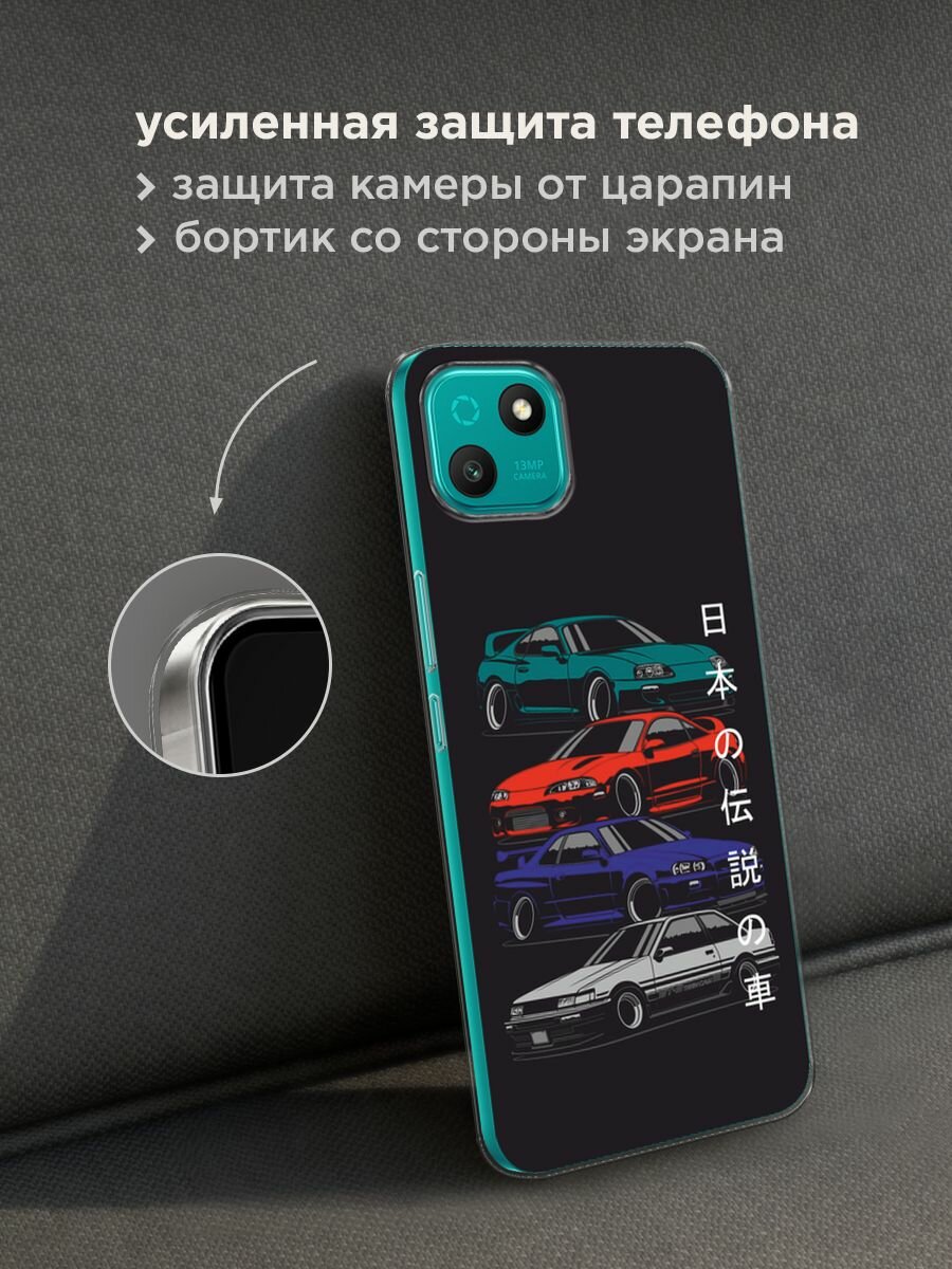 Силиконовый чехол на Wiko T10 / Вико Т10 с принтом "JDM Legend cars" — фото 1