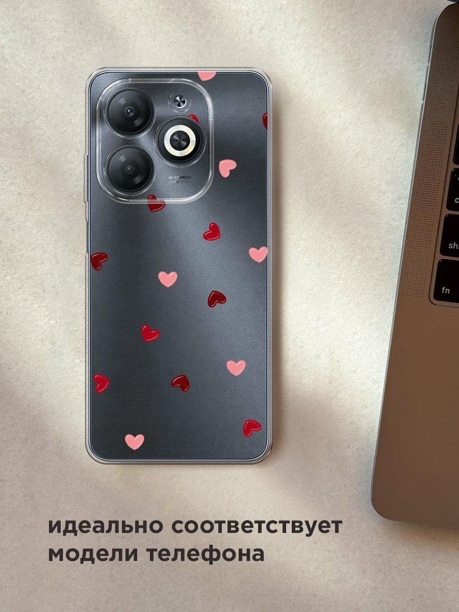 Чехол на Infinix Smart 8 Plus / Инфиникс Смарт 8 Плюс с принтом "Бордовые сердечки 2" — фото 1