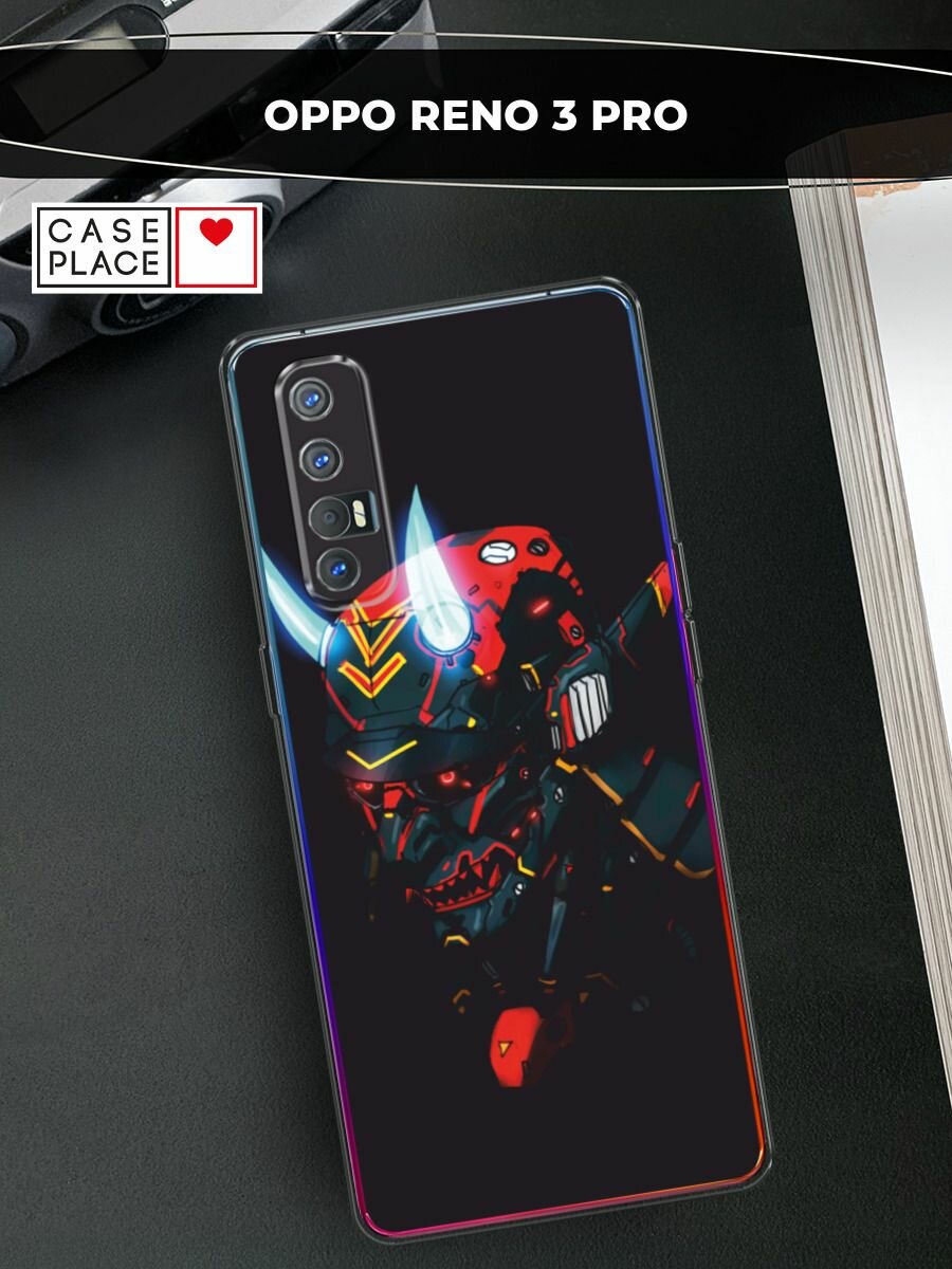 Чехол на Oppo Reno 3 Pro / Оппо Рено 3 Про с принтом "Неоновый самурай"