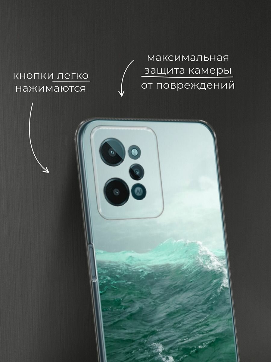 Силиконовый чехол на Realme C31 / Реалми C31 с принтом "Волны 12" — фото 1