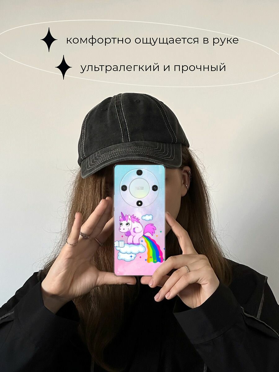 Силиконовый чехол на Honor X9A / Хонор X9A с принтом "Единорог какает" — фото 1