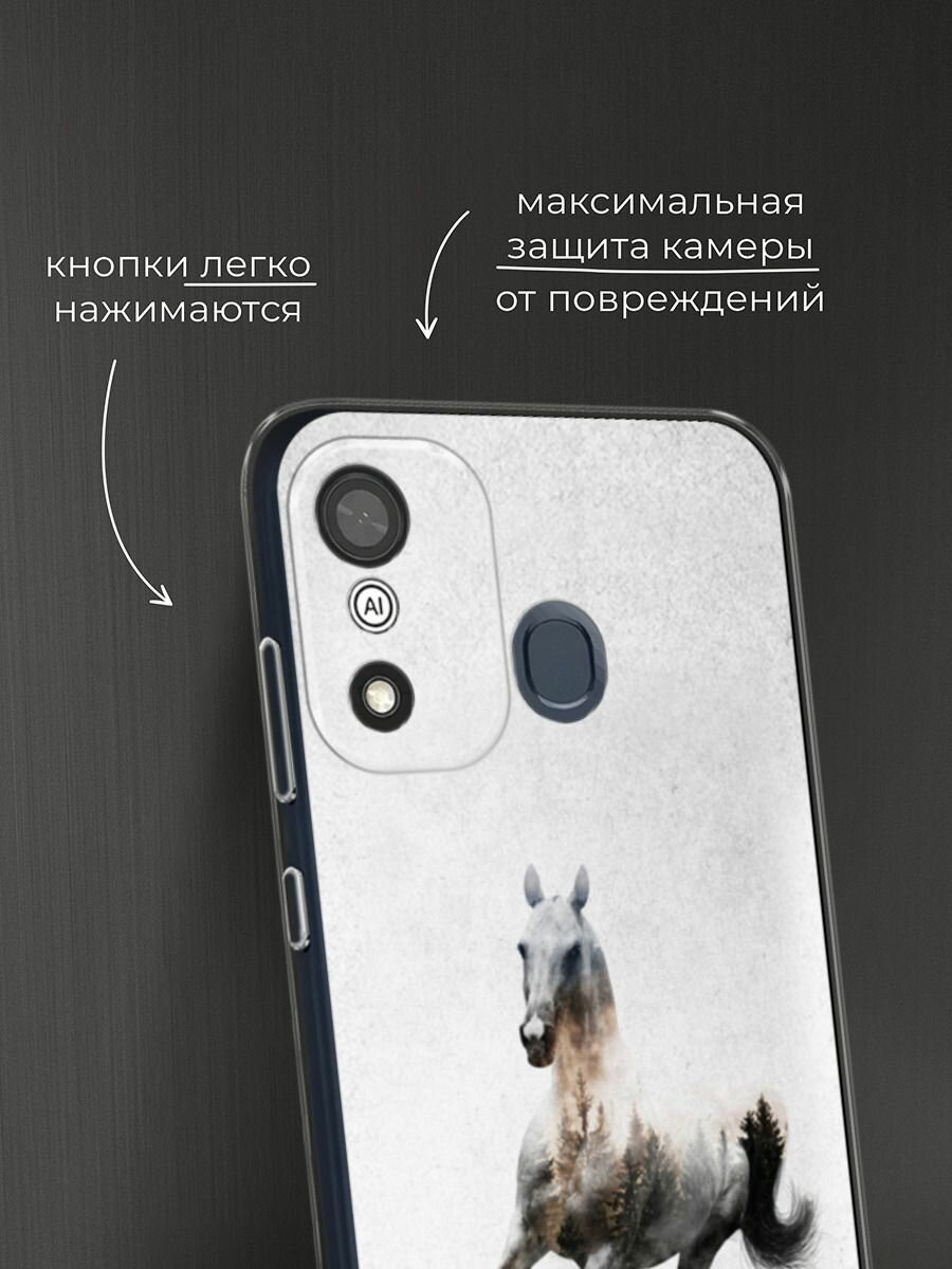 Силиконовый чехол на Itel A27 / Ител А27 с принтом "Лошадь лес" — фото 1