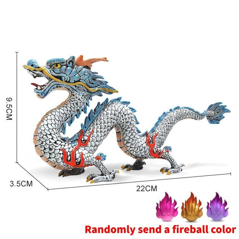 Статуи дракона традиционный китайский pvc коллекционные фигуры для декора комнаты и выставки серебро