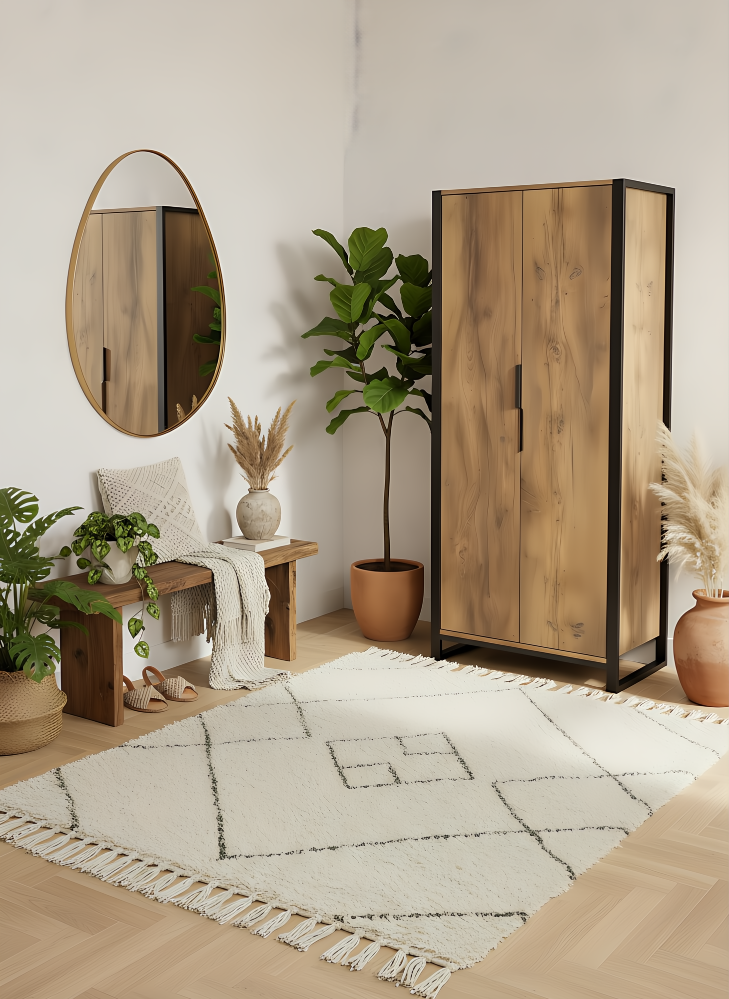 Шкаф DENDI loft, дуб вотан, распашной двухдверный для одежды, 170*34*75 см, гростат