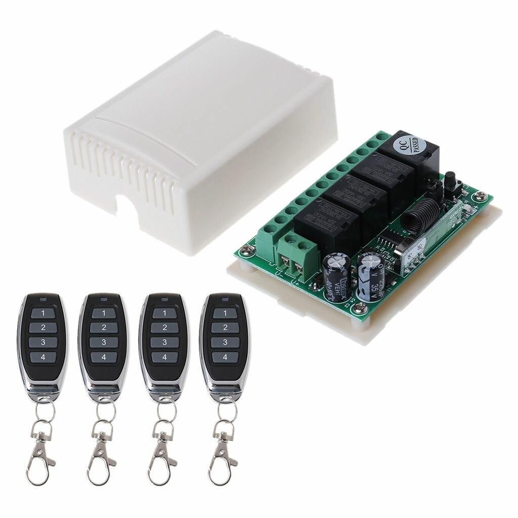 Прочный 433 МГц 12 В 4-канальный Радиочастотный Модуль приемника беспроводного дистанционного управления для лампы ворот