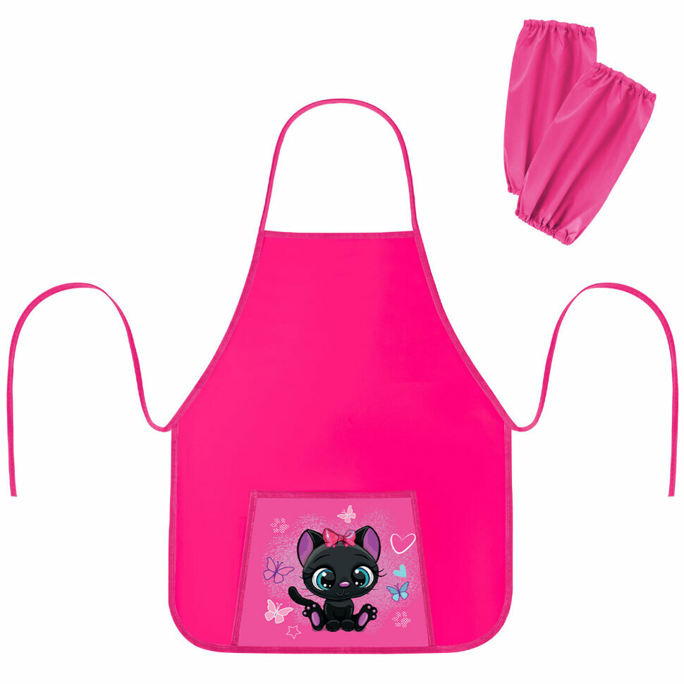 Фартук с нарукавниками для уроков труда пифагор, 1 карман, 46x54 см, "Black kitten", 273761, 273761