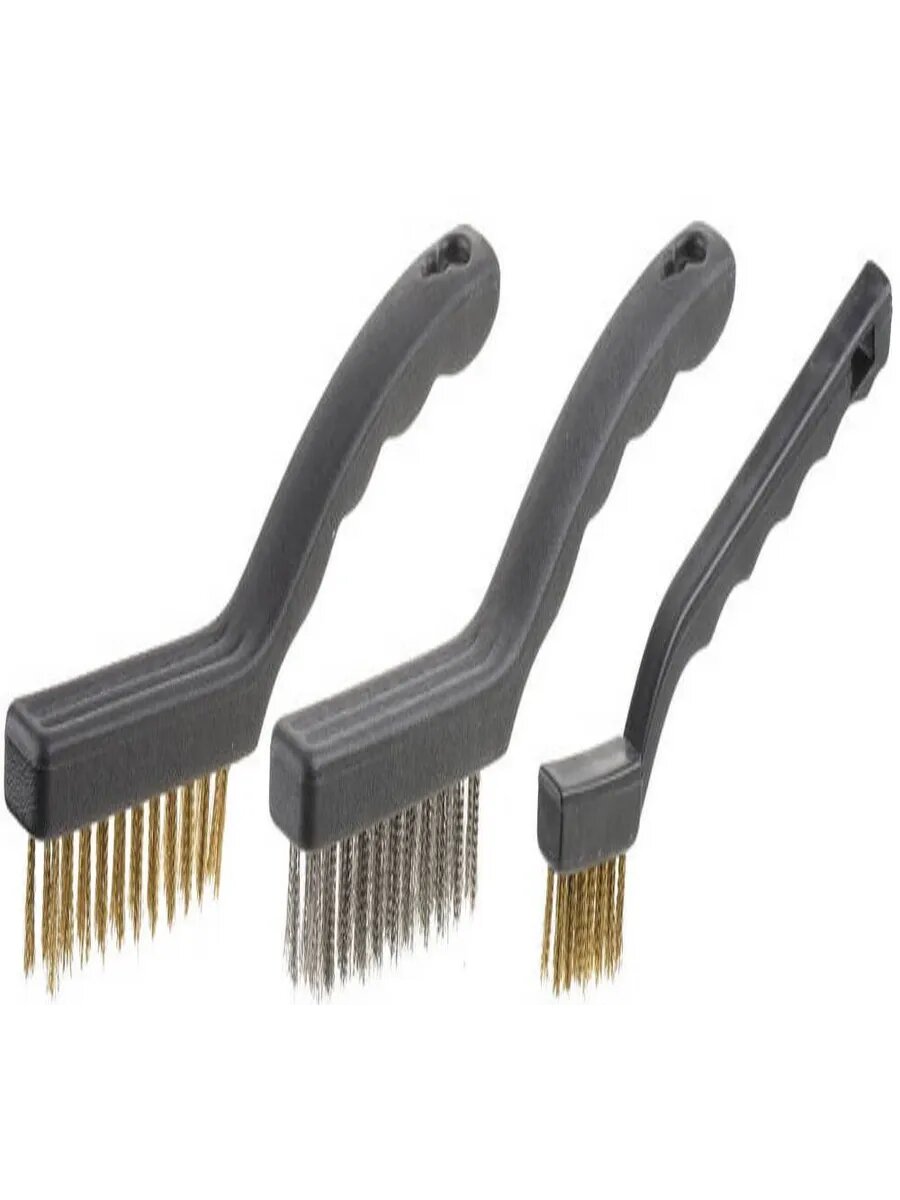 3 ряда, пластмассовая рукоятка, стальная, щетка проволочная
