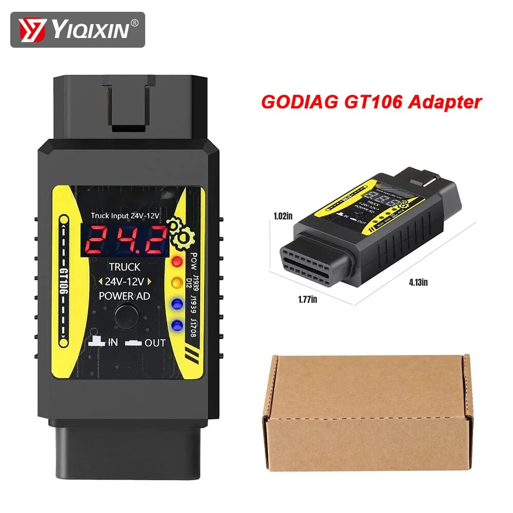 Godiag GT106 Plus адаптер мощности для тяжелых грузовиков 24 В на 12 В преобразователь мощности для X431 Easydiag OBD 2 Technician Box инструмент для диагностики автомобиля