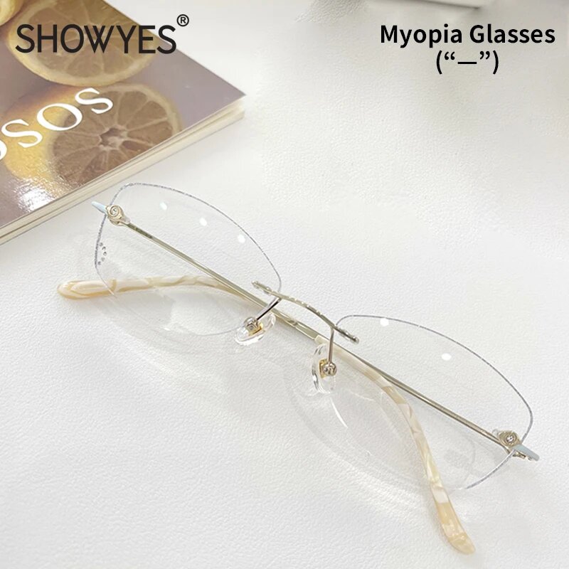 Женские безрамочные очки SHOWYES Z3 из титана Gold, Custom Glasses