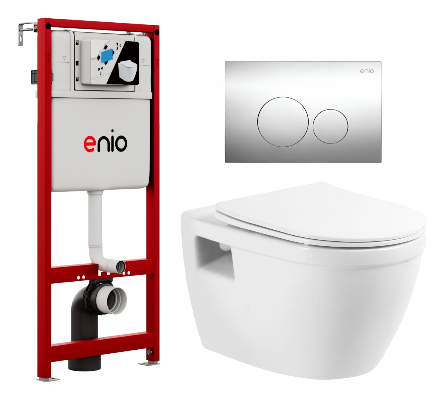Комплект 3 в 1 инсталляция Enio Profi EN7050050 + Унитаз подвесной BelBagno Loto BB070CHR/SC + кнопка хром Sfera