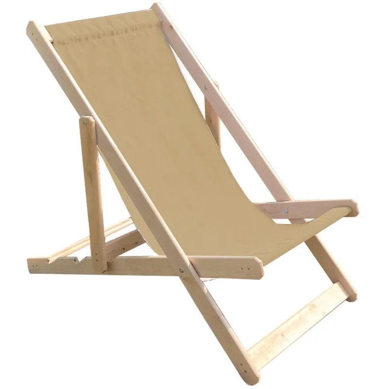 Кресло CIM_шезлонг складной деревянный/ткань бежевый КШ-001-4