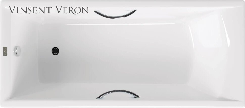 Ванна чугунная Vinsent Veron Devon VDV1757545H/E60327CH 175x75 см, с ручками, белый