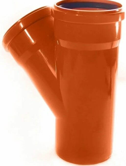 Тройник канализационный Valfex наружный, диаметр 110 мм, 45 градусов, длина 200 мм, раструбное соединение