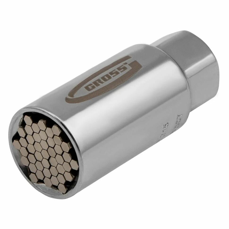Головка торцевая GROSS многоразмерная CrV, 6-21 мм, под квадрат 3/8" , CrV, хромированная