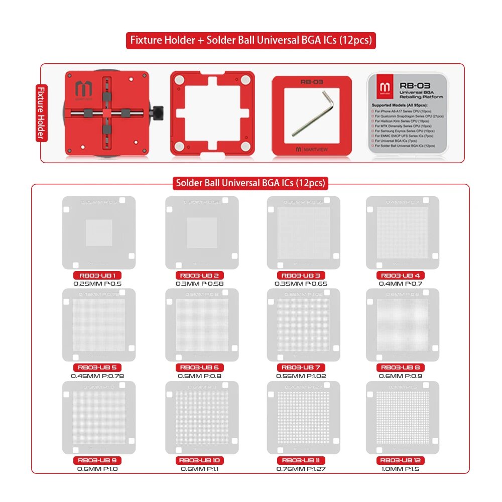 Martview RB-03 держатель для реболлинга BGA Holder 05 15MM Net