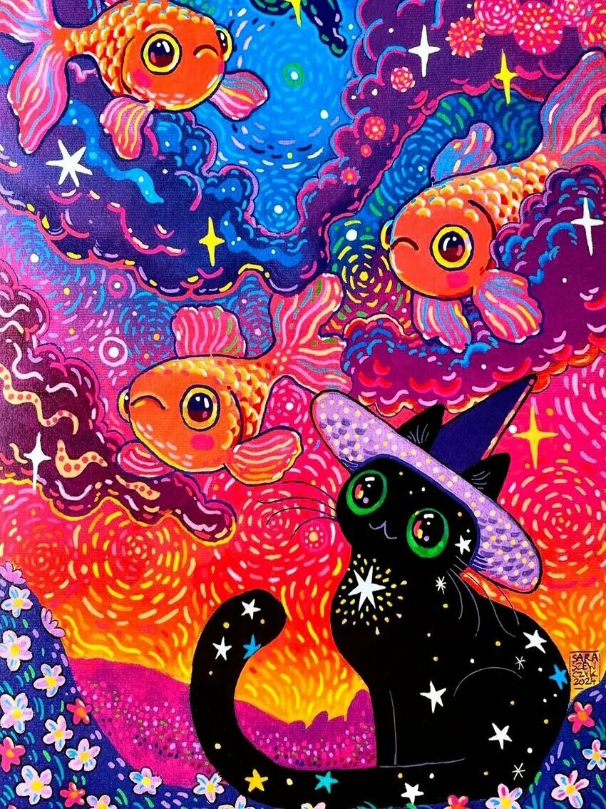 Алмазная живопись «Мультяшный Кот» Fairy Dust 40x50cmCrystalSquare, WYZ20240817-Q