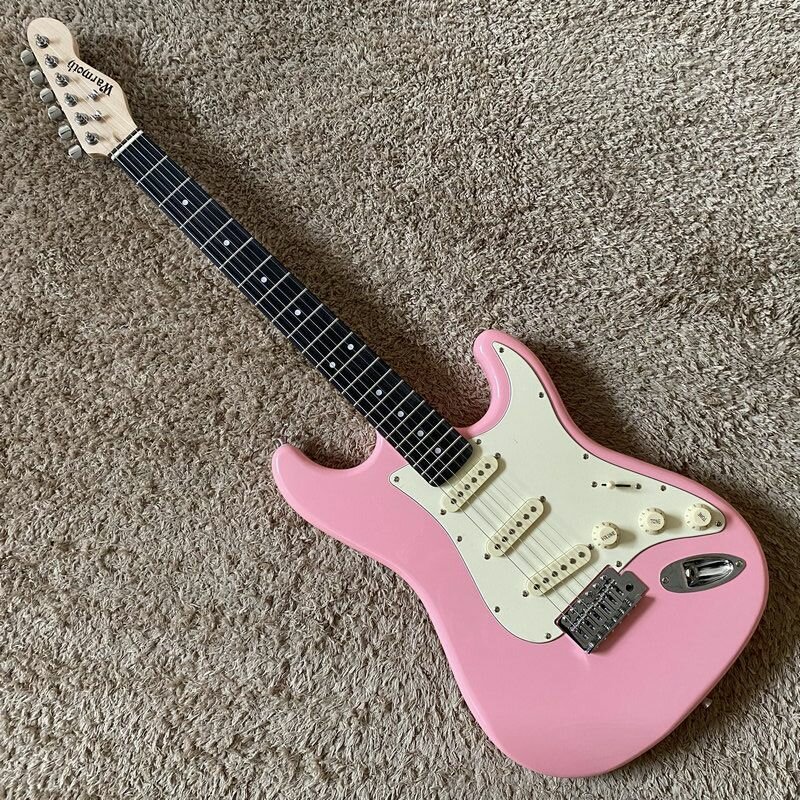 Электрогитара Warmoth ST с тремоло, цвета: розовый/серф-зеленый/черный, в стиле Fender, начального уровня для начинающих