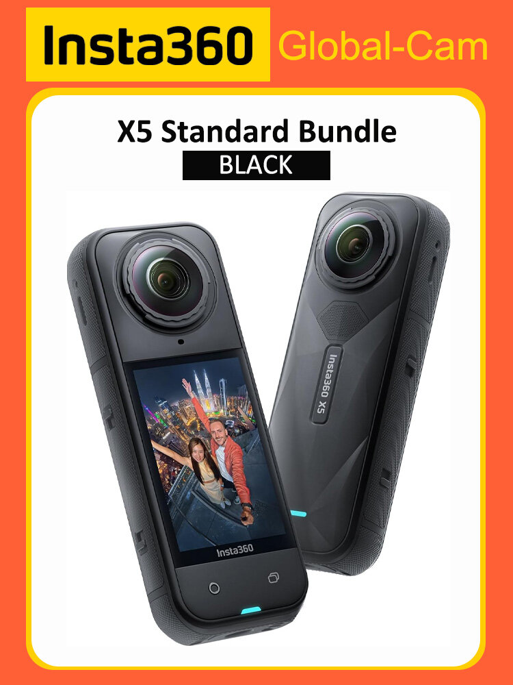 Экшн-камера Insta360 X5 Standard Bundle, водонепроницаемая, 360° 8К, 72 МП, 4К60 fps, HDR