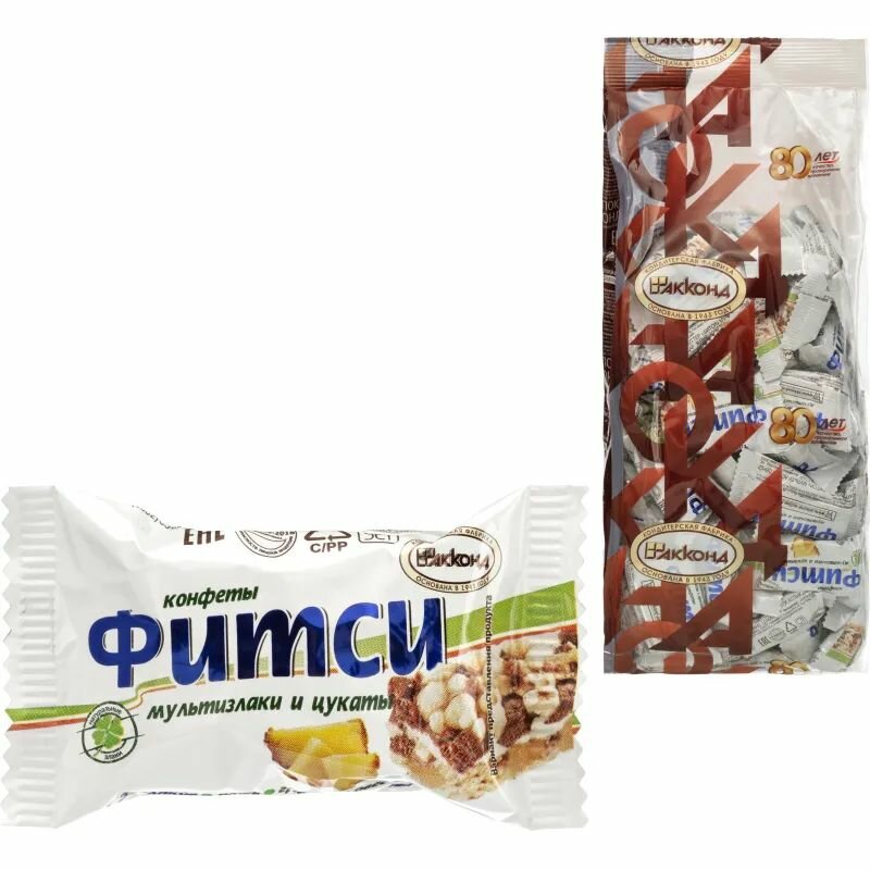 Конфеты Акконд Фитси мультизлаки и цукаты, 1 кг