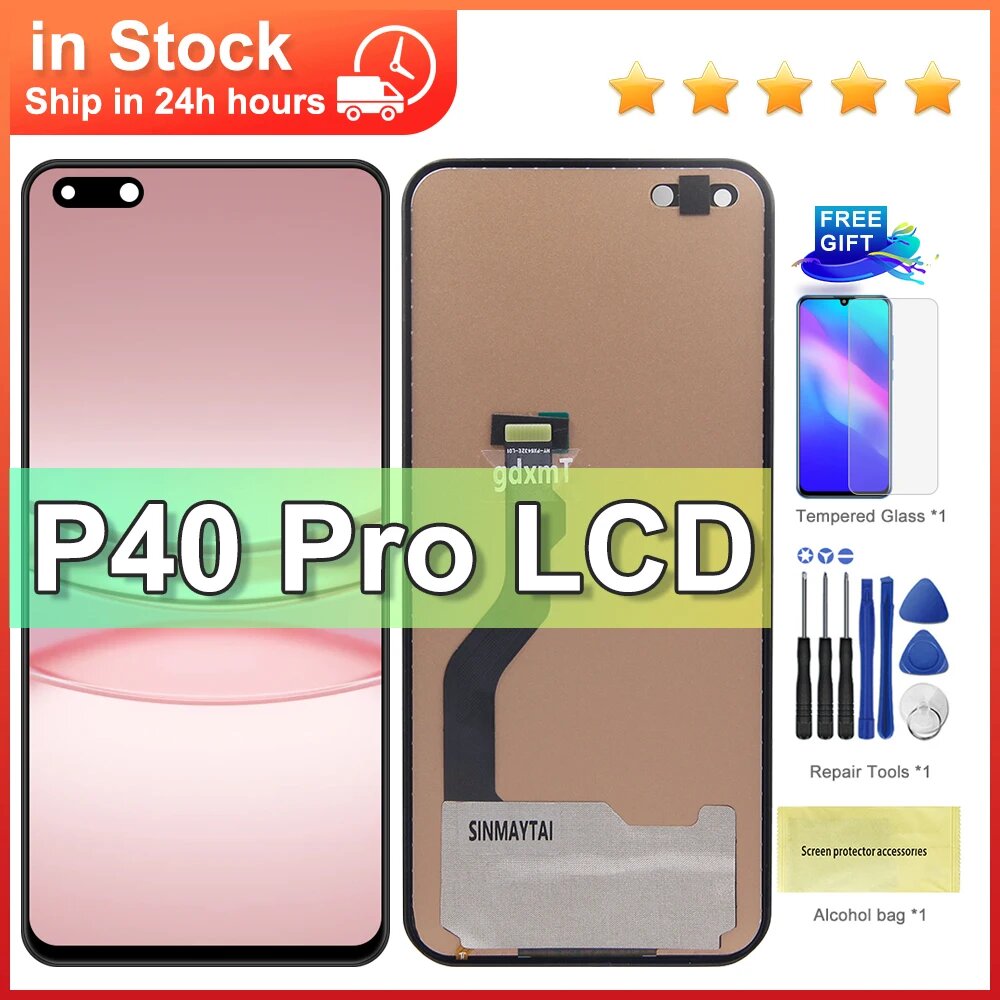 Для Huawei P40 Pro ЖК-дисплей с дигитайзером сенсорного экрана в сборе для Huawei P40 Pro ELS-NX9, ELS-N04, ELS-AN00 ЖК-дисплей Sliver With Frame