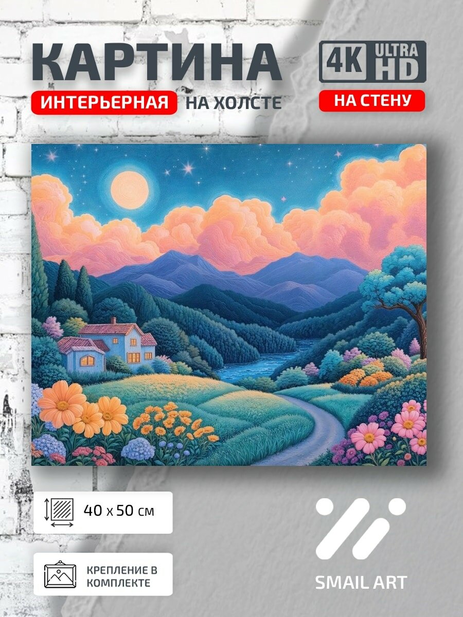 Картина на холсте интерьерная 40 на 50 на стену Мечтательный пейзаж для офиса пейзаж