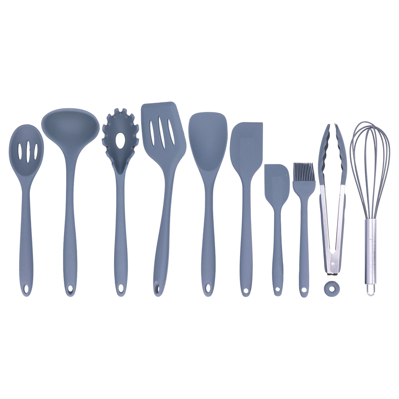 10Pcs set Silicone Kitchen Utensils Kitchenware Non Stick Spatula Spoon Eggbeater Brush Cookware(Gray )