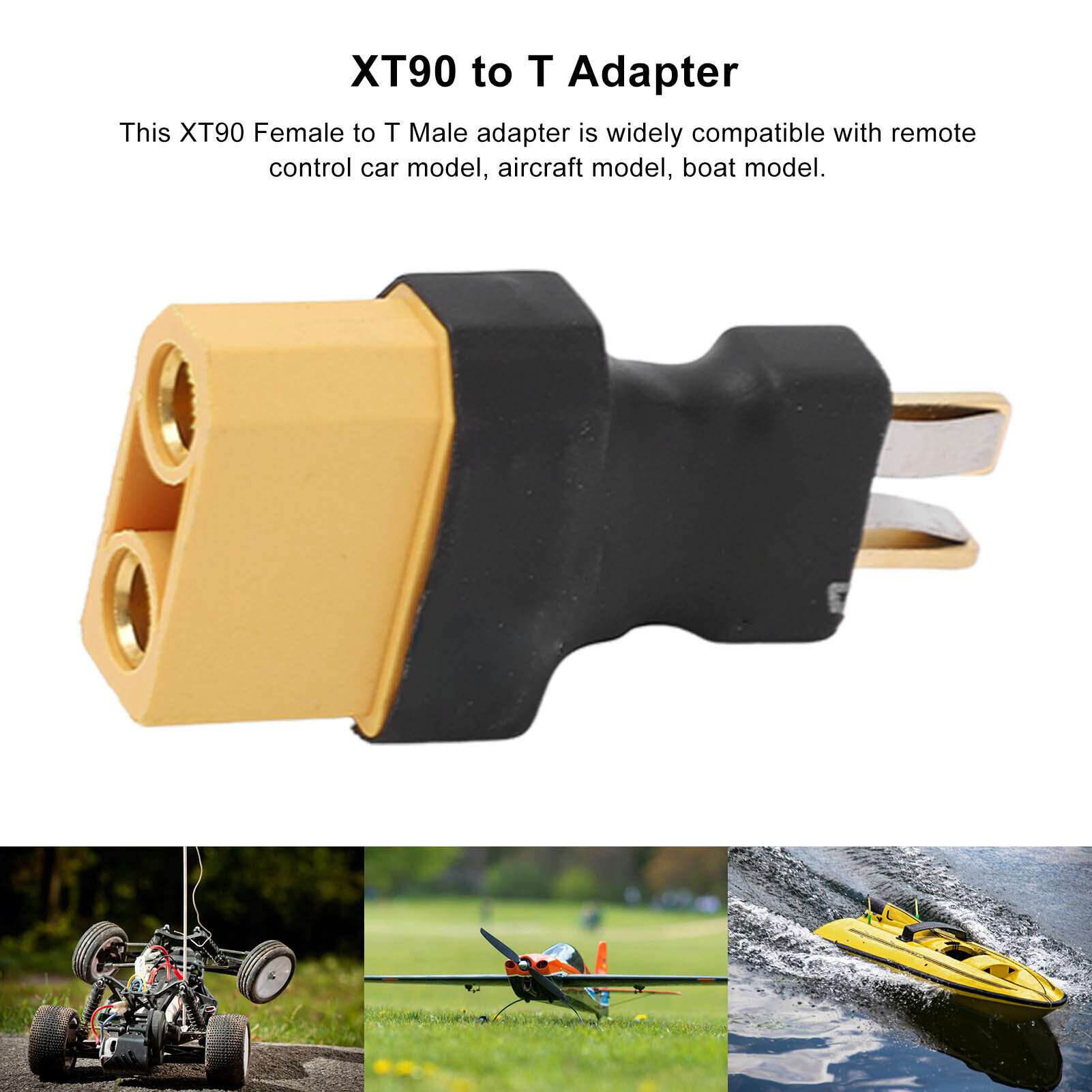 Адаптер XT90-T, прочный резиновый пластиковый медный, широкая совместимость, адаптер XT90 «мама-Т-папа» для радиоуправляемых автомобилей, самолетов, лодок