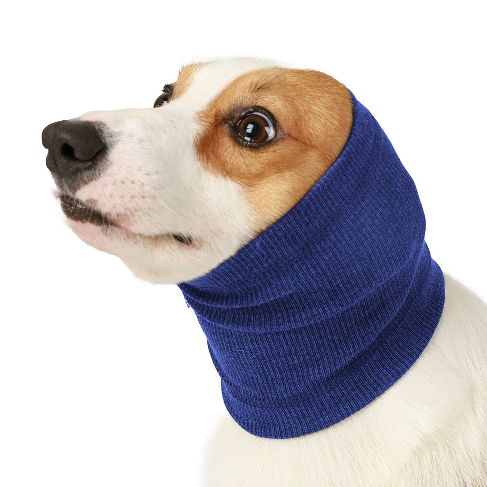Шарф для собак с ушанками Dog Snood Neck Warmer, размеры S/M/L, цвета Синий/Серый, материал Полиэстер и Хлопок, вес 24-66г, для снижения шума, ухода, успокоения от тревоги, защита ушей, тепло шеи в холодную погоду