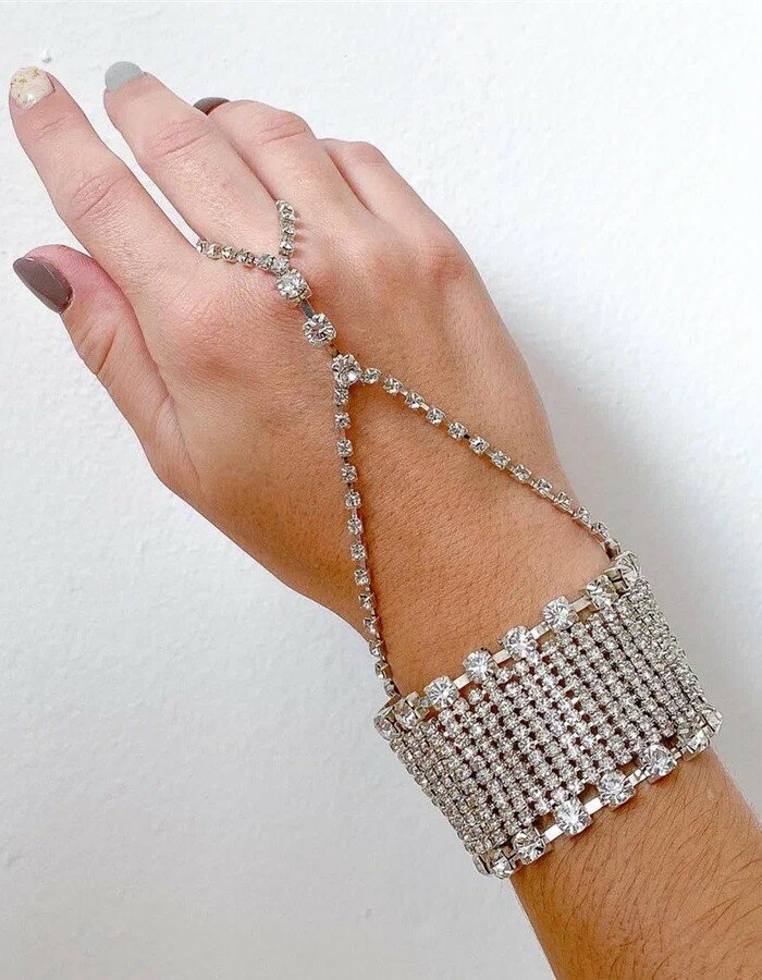 Слейв-браслет, стразы, кристалл