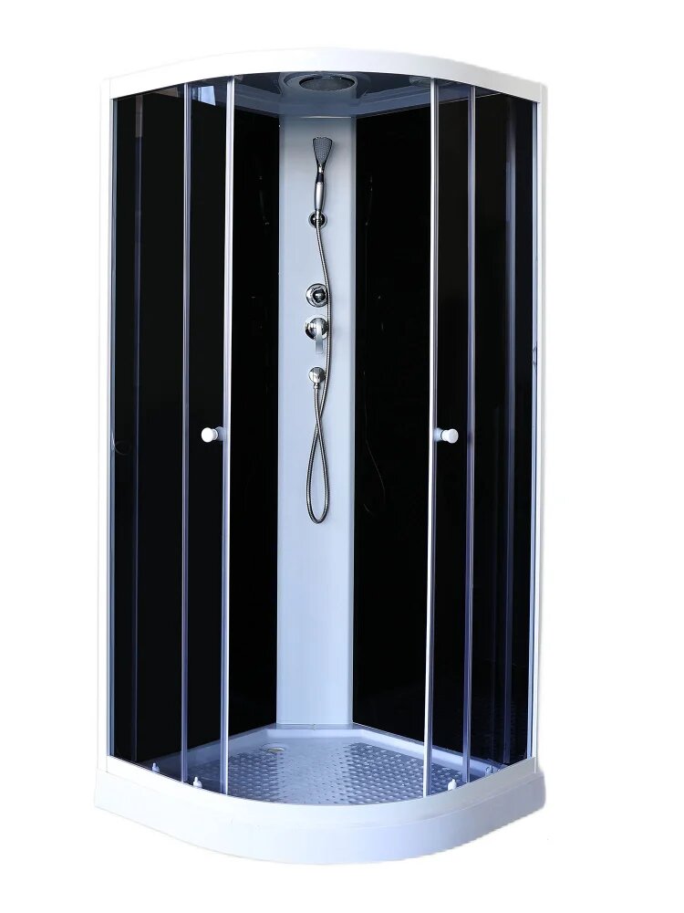 Душевая кабина Parly Classic Эконом EC1031 низкий поддон, стеклянная, 100x100, закрытая (с крышей), без гидромассажа, с белым профилем, с функцией тропический душ