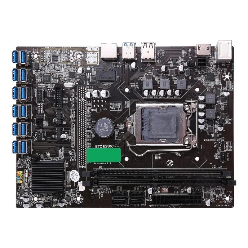 BTC Motherboard B250C BTC CPU Miner Motherboard DDR4 12 PCI-E. Поддержка графической карты LGA 1151 ГПУ