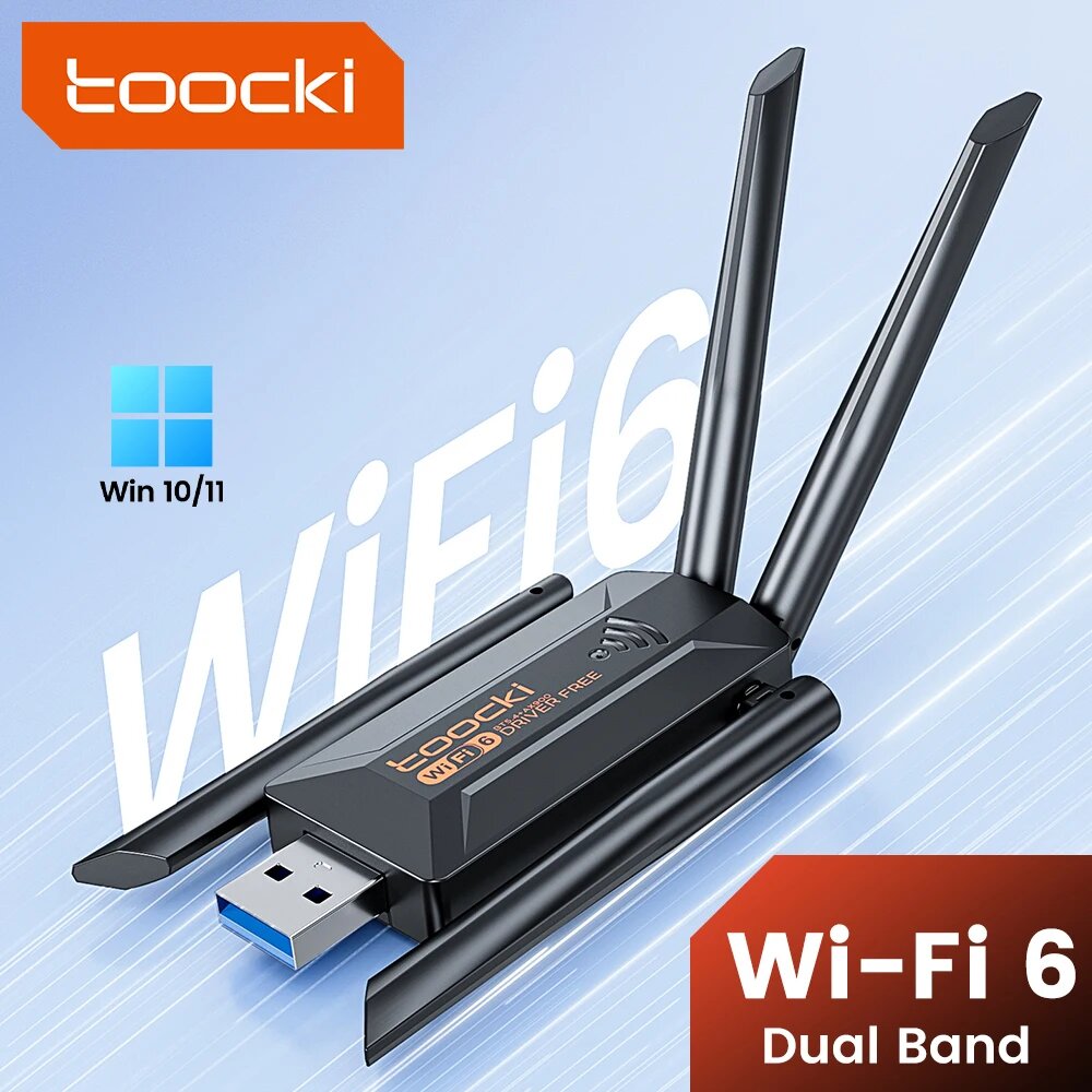 Toocki TB07 WiFi 5 адаптер 600Mbps 2.4G+5G, черный — фото 1
