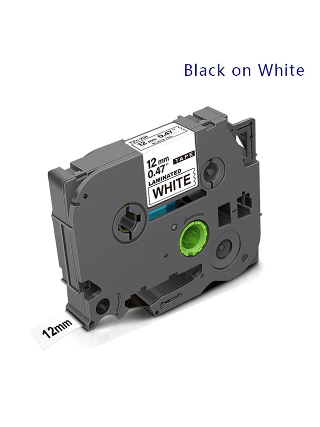Картридж с термолентой TZc-231 tze 231 для принтеров этикеток Brother серии P-Touch, 12мм, x8м черный текст на белом фоне