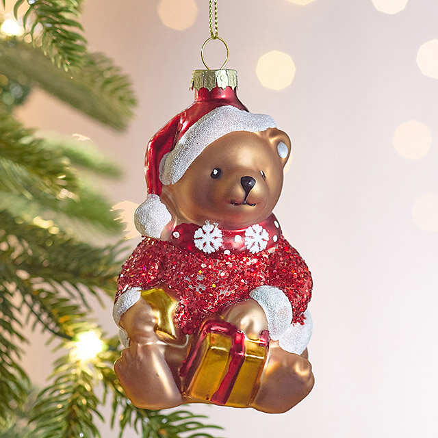 Елочная игрушка Мишка 11 см, подвеска, стекло, Winter Deco, 5030151