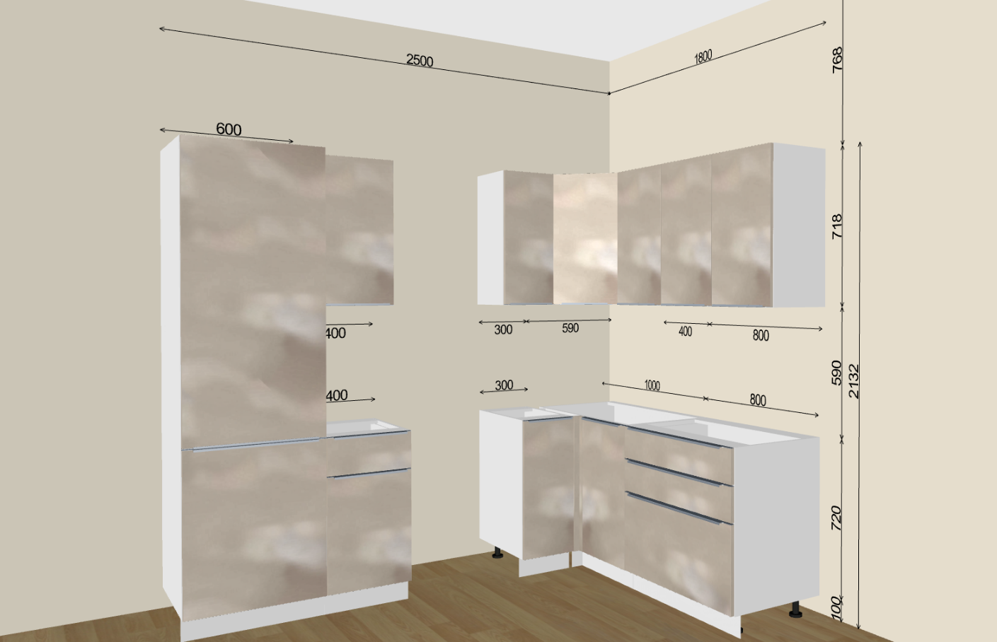 Кухонный гарнитур VIVAT Фьюжн Галант, модульный, без модуля, современный дизайн